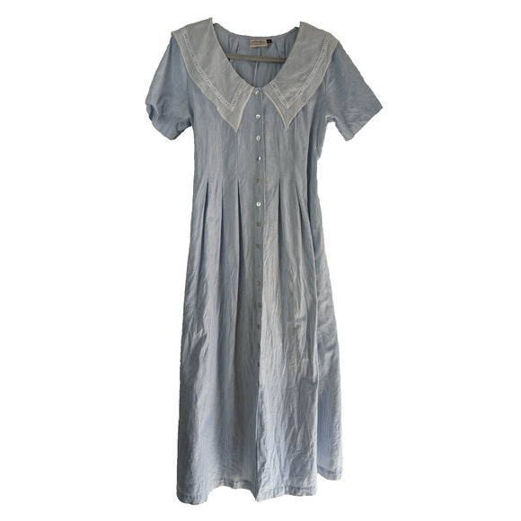 Susan Bristol | Dresses | Susan Bristol Womens 8 Blue Striped Peter Pan ...